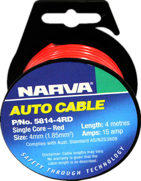 4mm 15 Amps Single Core Red Cable - 4mtrs - SA Trailer